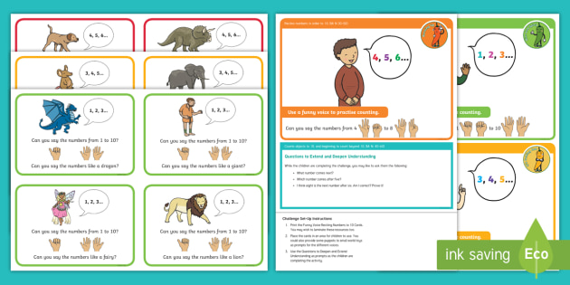 EYFS Maths Counting Chilli Challenges: Funny Voices Reciting Numbers