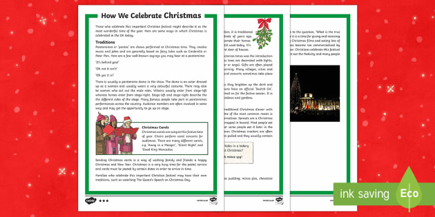 How We Celebrate Christmas Differentiated Fact File