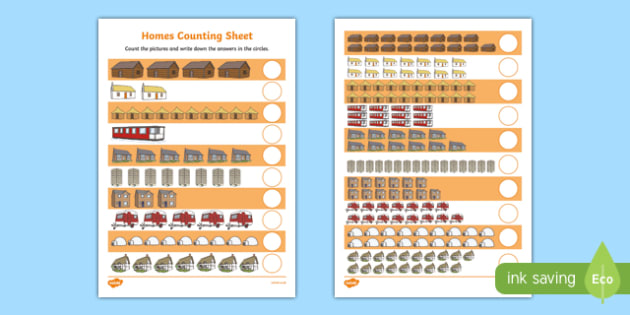 Houses and Homes Counting to 20 Worksheet / Worksheet, worksheet, 1:1
