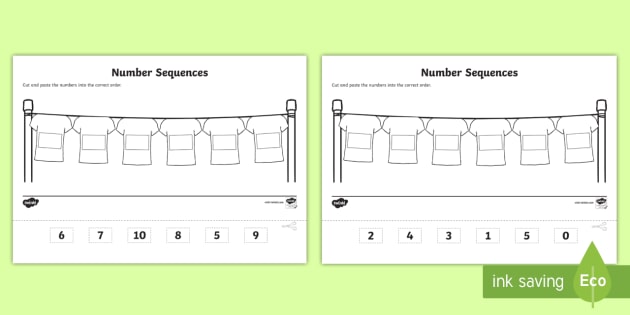 Cut and Paste Number Sequencing Worksheet / Activity Sheets