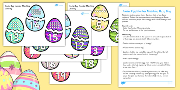 Easter Egg Number Matching - Pack for Parents (teacher made)