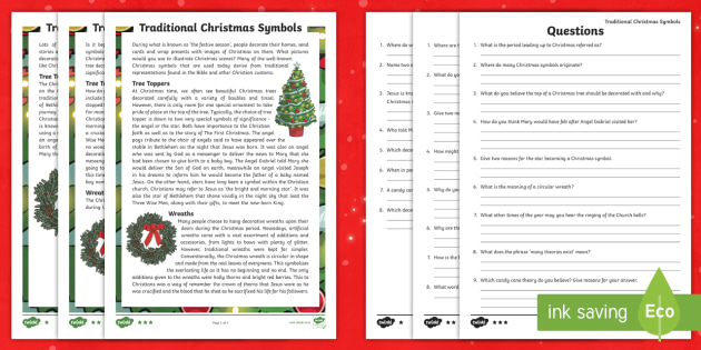 CfE Christmas Symbols Differentiated Differentiated Reading Comprehension