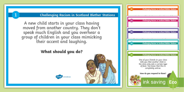 Challenging Racism in Scotland Scenario Cards (teacher made)
