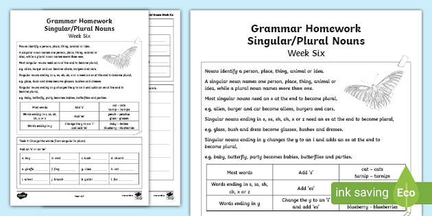 Grammar Homework Week Six (Teacher-Made)