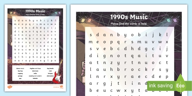 👉 1990s Music Word Search (teacher made)