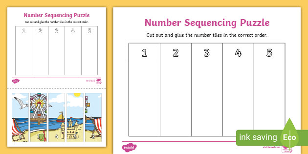Seaside Themed Number Sequencing Puzzle (teacher made)