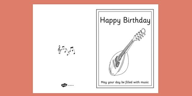FREE! - Mandolin-Themed Birthday Card Colouring Activity | Printable