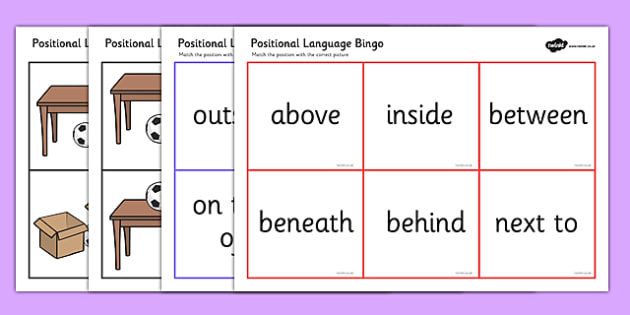 Positional Language Bingo (teacher made)