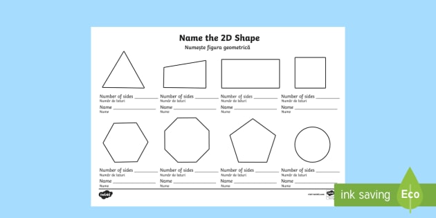Name the 2D Shape Worksheet / Worksheet English/Romanian - Name the 2D ...