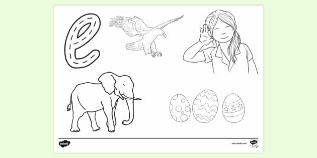 FREE! - E is For Colouring | Colouring Sheets (teacher made)