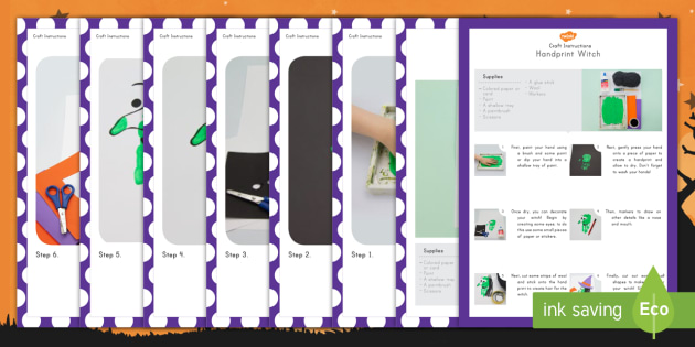 Handprint Witch Craft Instructions - Halloween, craft, witch