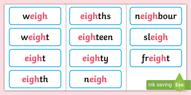 Phase 5 'eigh' Word Cards (teacher made)