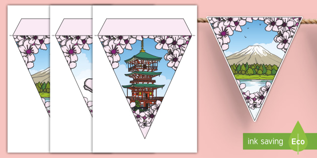 Japanese Cherry Blossom Bunting (teacher made)