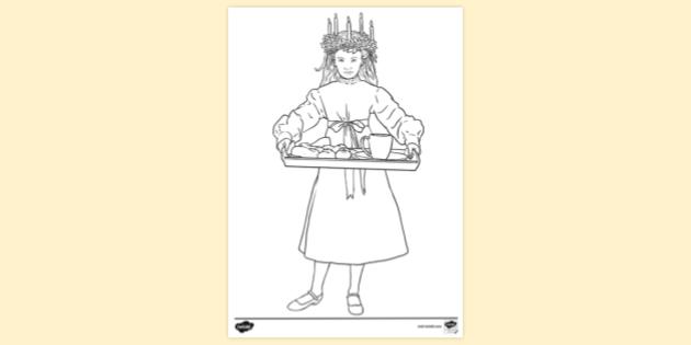 FREE! - St Lucia Girl With Breakfast Colouring Sheet