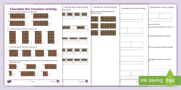 👉 Chocolate Bar Fractions Activity - Twinkl - KS1 - Maths