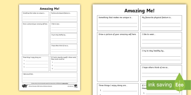 Amazing Me! Activity Sheet