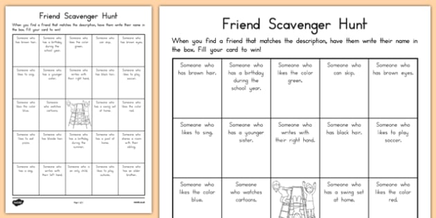 Friend Scavenger Hunt Game