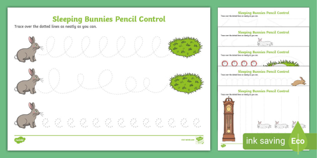 Sleeping Bunnies Pencil Control Sheets (teacher made)