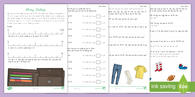 Rounding New Zealand Money Challenge (teacher made)
