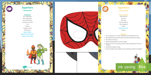 Superhero Sensory Bin and Resource Pack