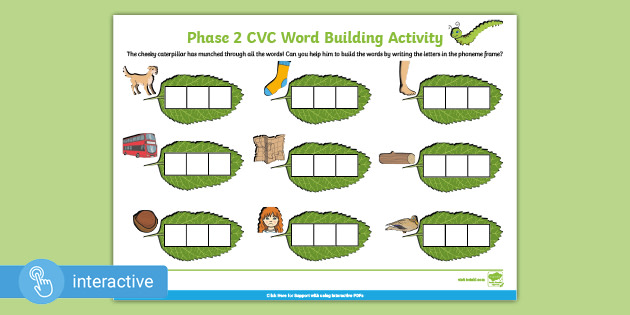 Interactive PDF: Phase 2 CVC Word Building Activity