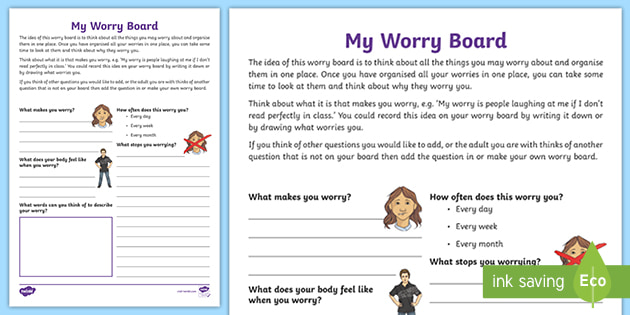 My Worry Board Worksheet
