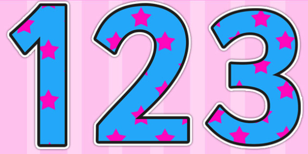 Blue and Pink Stars Display Numbers (teacher made)