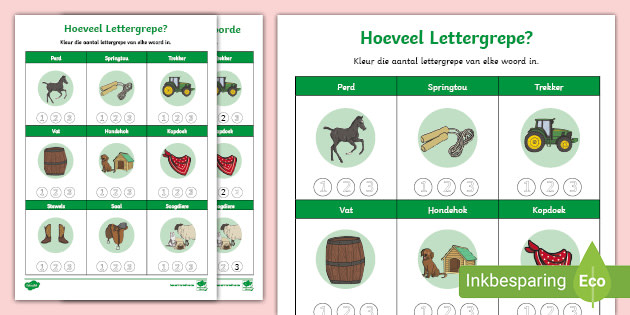 Hoeveel Lettergrepe? Aktiwiteit