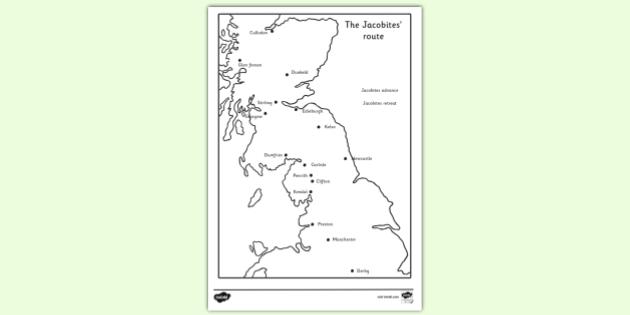 Jacobites Route Map Colouring | Colouring Sheets