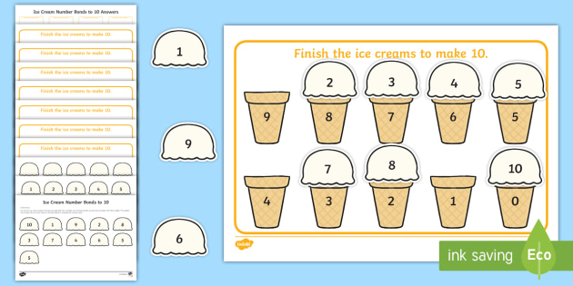 Workstation Pack: Ice Cream Number Bonds to 10 Activity