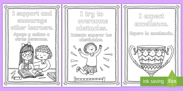 Growth Mindset Statements Mindfulness Colouring Pages English/Spanish