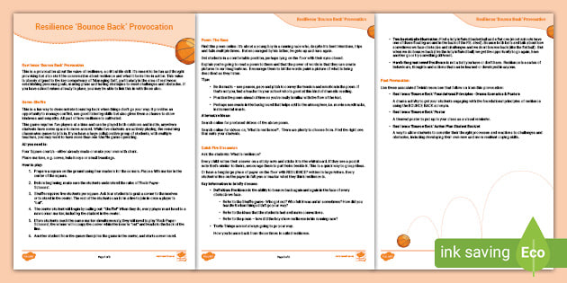Resilience 'Bounce Back' Provocation (teacher made)