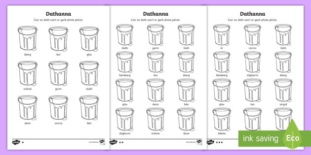 Colours Differentiated Worksheet / Worksheets - Gaeilge