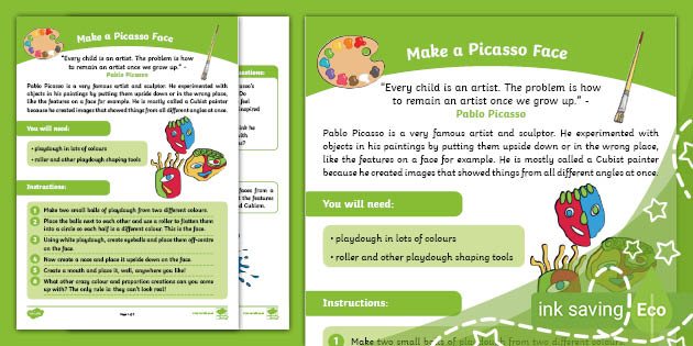 Pablo Picasso Playdough Art Activity (teacher made)