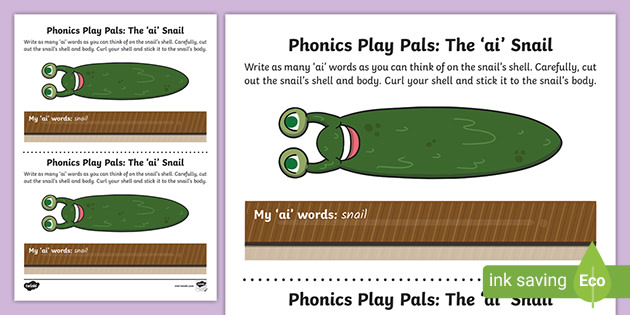 Phase 3 Phonics Play Pals: The 'ai' Snail (teacher made)