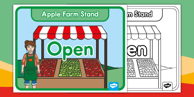 Apple Farm Stand Dramatic Play Open Sign (teacher made)