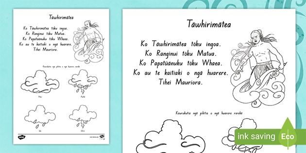 Tawhirimatea me ngā huarere Worksheet / Worksheet Te Reo Māori