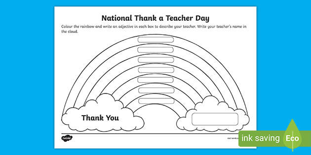 National Thank a Teacher Day Rainbow Poster (teacher made)