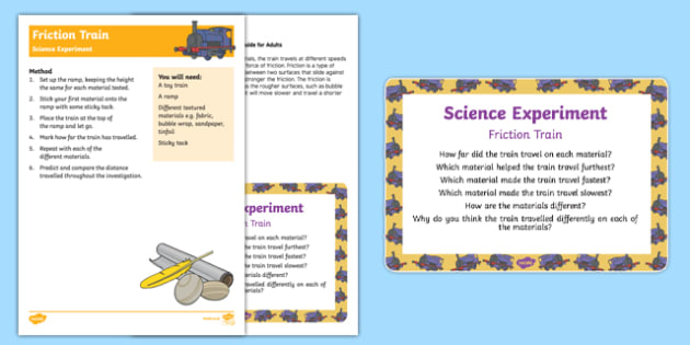 EYFS Friction Train Science Experiment and Prompt Card Pack