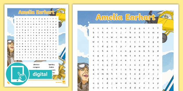 Amelia Earhart Word Search | Digital and Printable