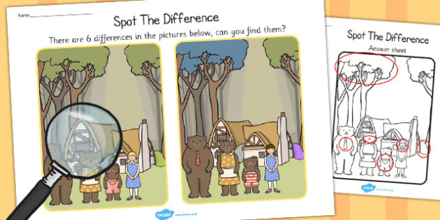 Goldilocks and the Three Bears Spot the Difference Activity
