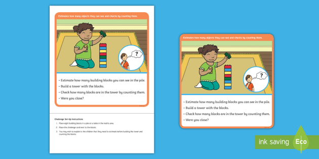 EYFS Maths Estimation and Counting Challenge: Tower Building
