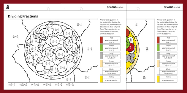 👉 Colour by Numbers: Dividing Fractions | KS3 Maths | Beyond