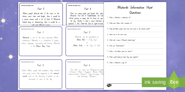 New Zealand Matariki Scavenger Hunt