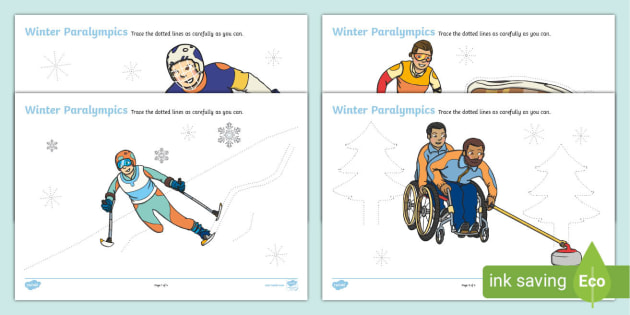EYFS Winter Paralympic Pencil Control Worksheets