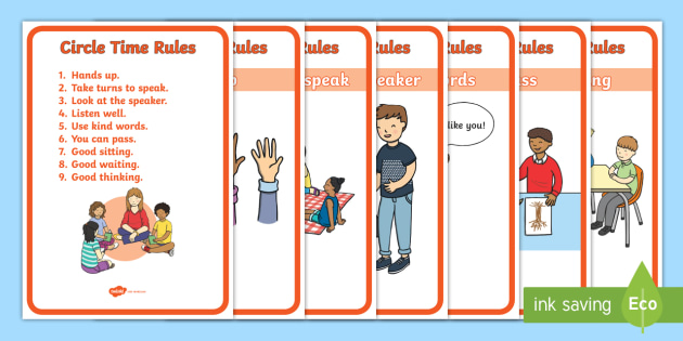 Circle Time Rules Display Posters - Circle time, rules, rule
