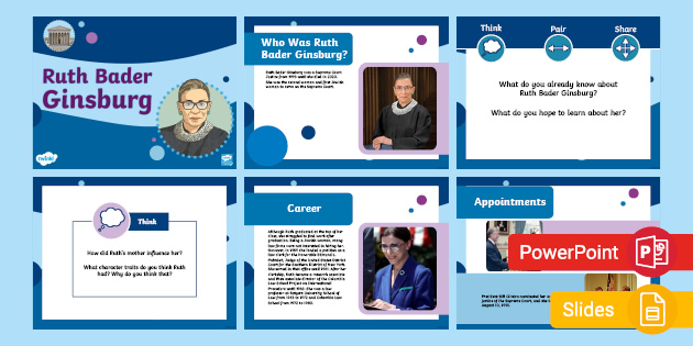 Ruth Bader Ginsburg Biographical PowerPoint & Google Slides