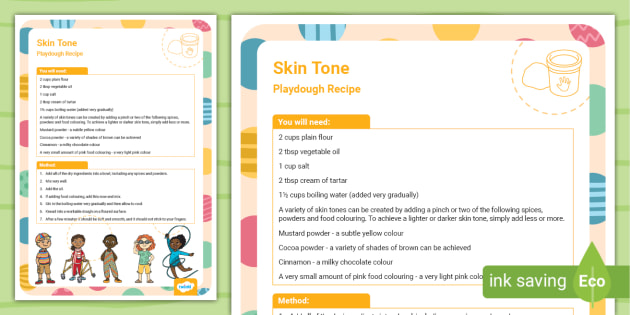 * NEW * Skin Tone Playdough Recipe (teacher made)