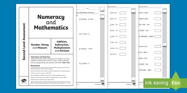 Second Level Numeracy and Mathematics Assessment