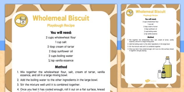 Wholewheat Biscuit Playdough Recipe (teacher made)